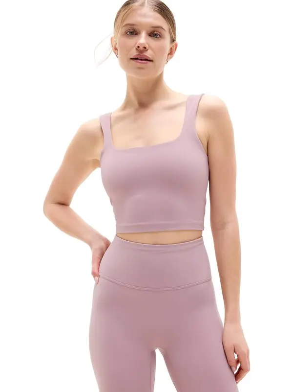 Athleta Transcend Square Neck Crop Sports Bra A-c - Blush