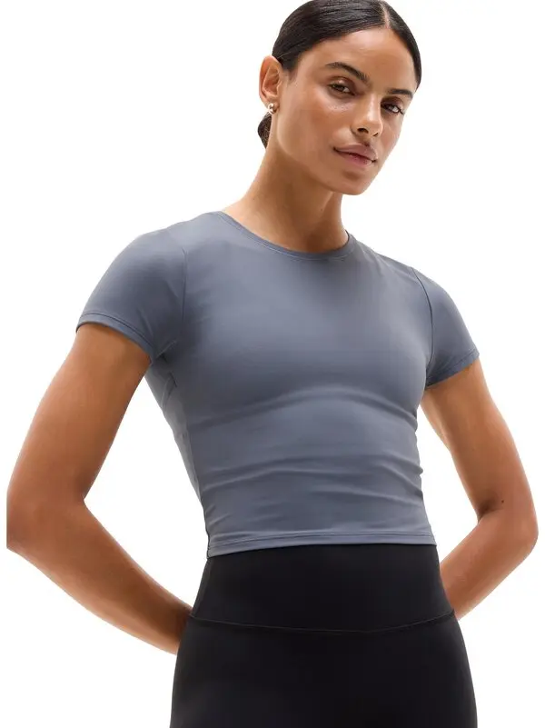 Athleta Transcend Open Back Tee - Slate