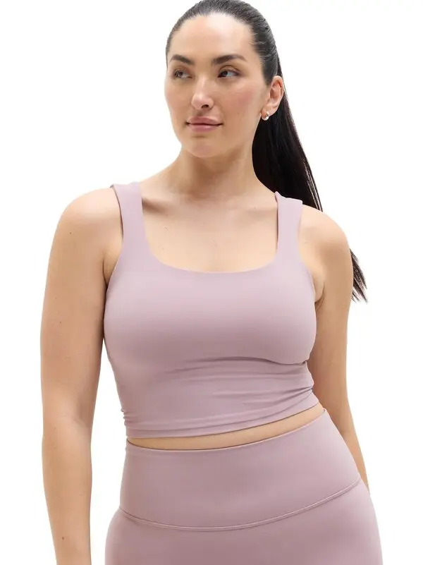 Athleta Transcend Square Neck Crop Sports Bra D-dd - Blush