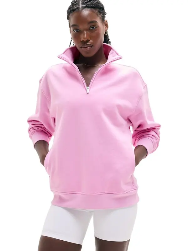 Athleta Forever Fleece Quarter Zip Sweatshirt - Waterlily