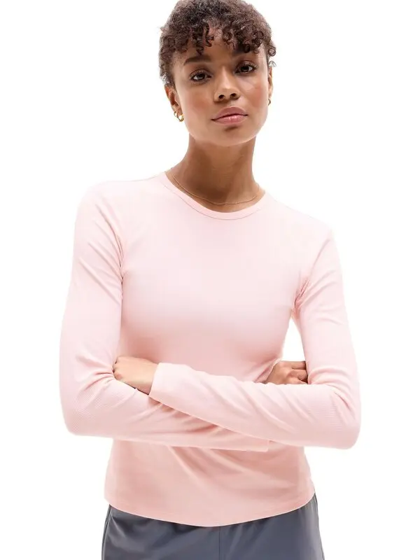 Athleta Signature Rib Top - Pink Sand