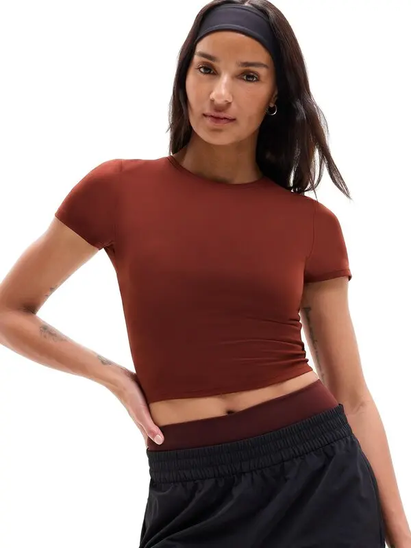 Athleta Transcend Open Back Tee - Cinnamon
