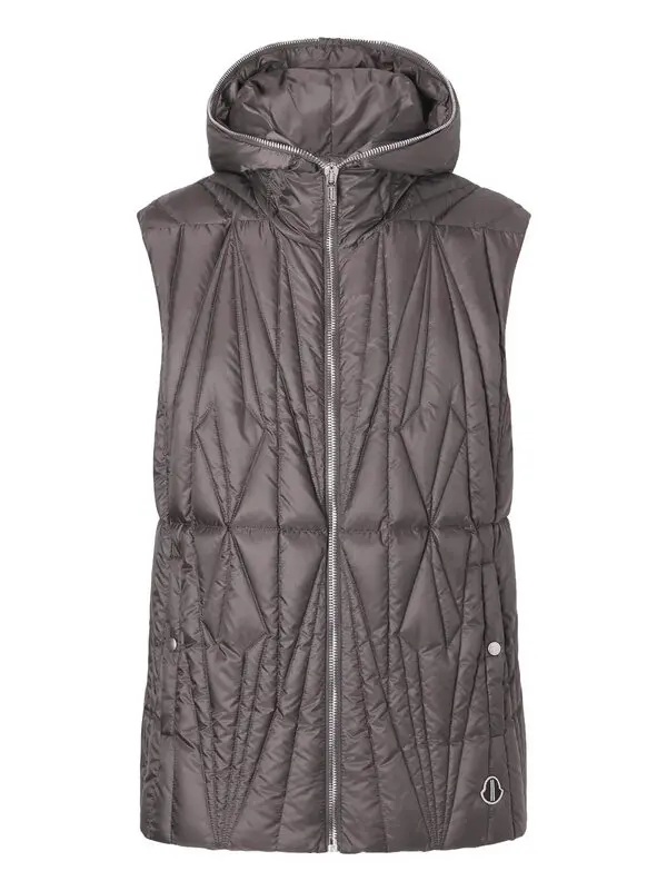 Rick Owens Moncler Slim-fit Logo-appliquéd Quilted Shell Hooded Down Gilet - Brown