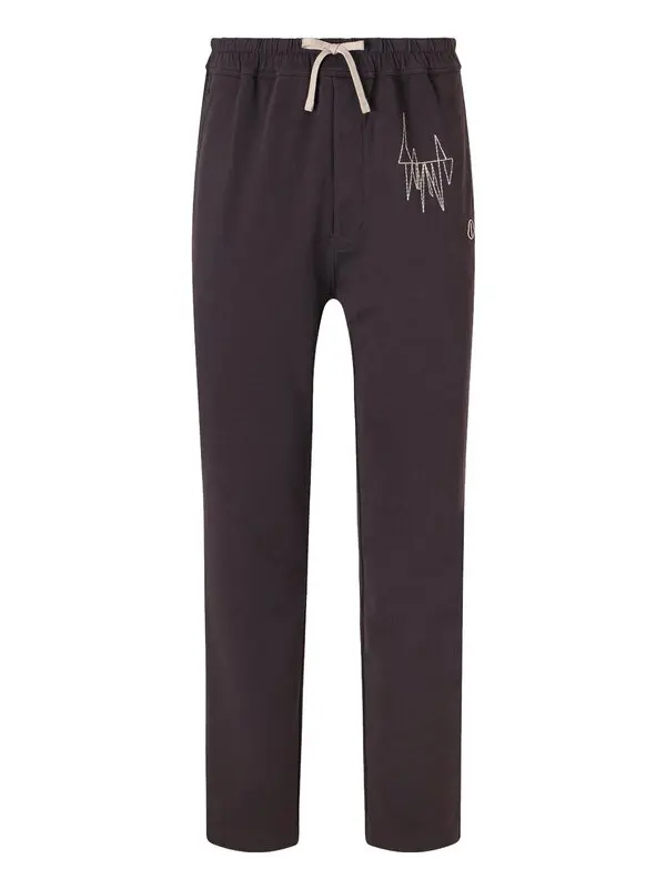 Rick Owens Moncler Straight-leg Logo-appliquéd Embroidered Cotton-jersey Sweatpants - Brown