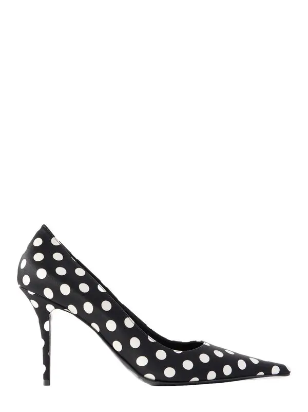Amina Muaddi Barbara Polka-dot Satin Pumps - Black