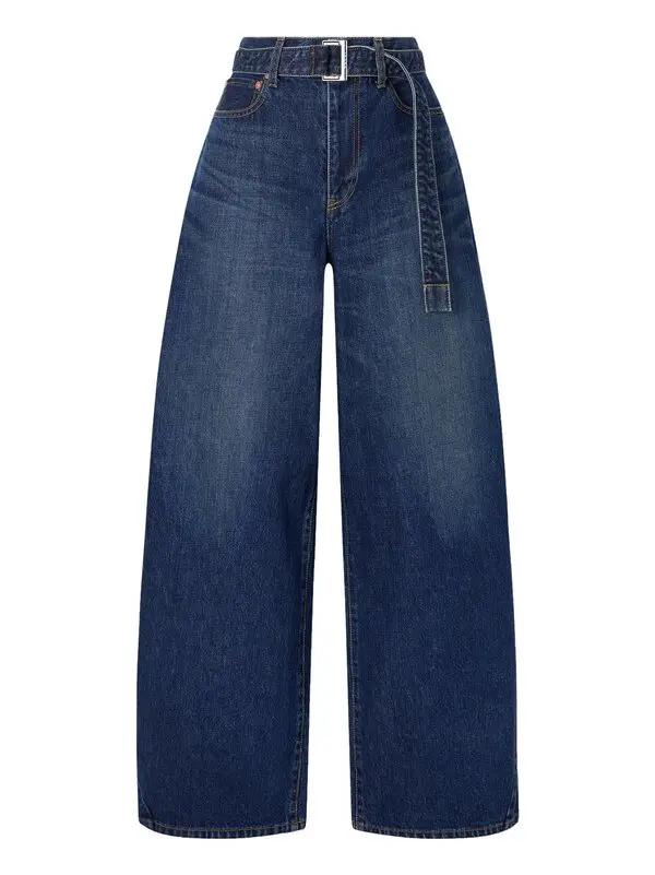 Sacai High-rise Barrel-leg Jeans - Blue