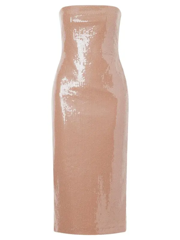 Alex Perry Strapless Sequined Gown - Brown