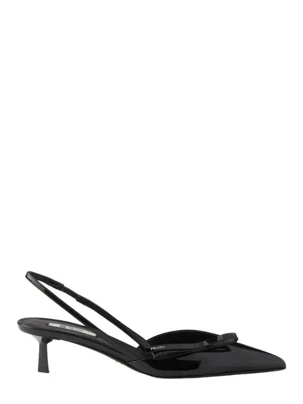 Prada Patent Leather Bow Slingback Pumps - Black