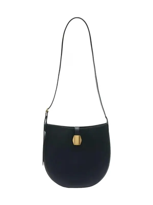 Officine Générale Hobo Leather Shoulder Bag Adjustable Strap - Black