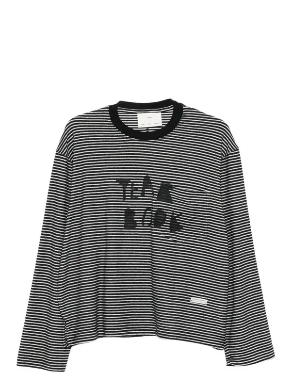 SONG FOR THE MUTE Striped Graphic T-shirt - Black