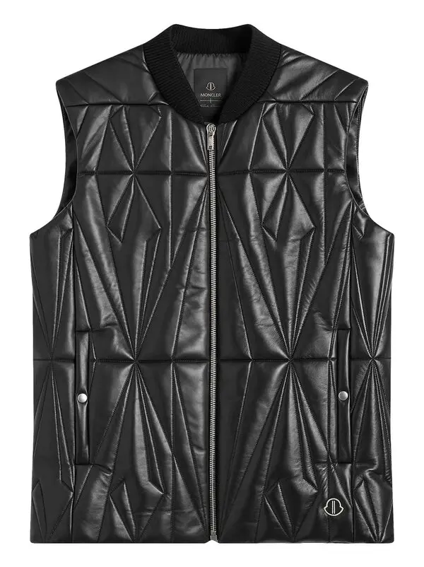 Rick Owens X Moncler Geocamo Flight Leather Vest - Black