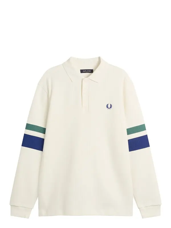 Fred Perry Tipped Long Sleeve Polo Shirt - Snow White