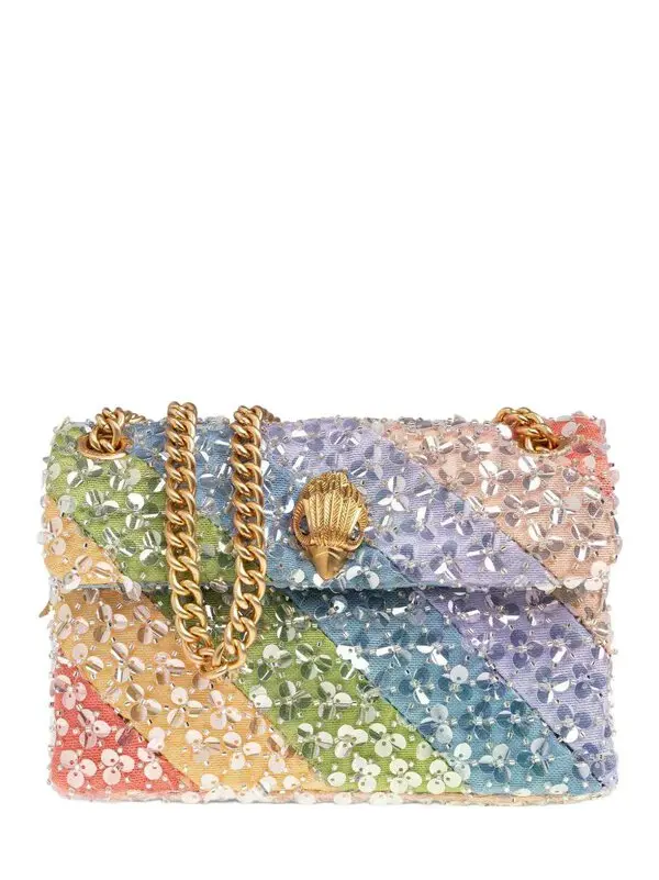 Kurt Geiger Mini Kensington Sequin-embellished Shoulder Bag - Blue
