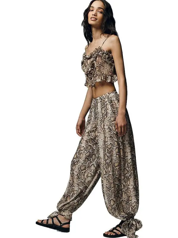 Bardot Arlia Printed Balloon Pants - Snake Skin