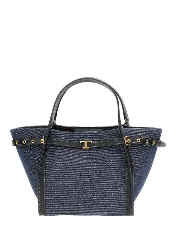 TOD'S Small Fabric Shopping Bag - Blue