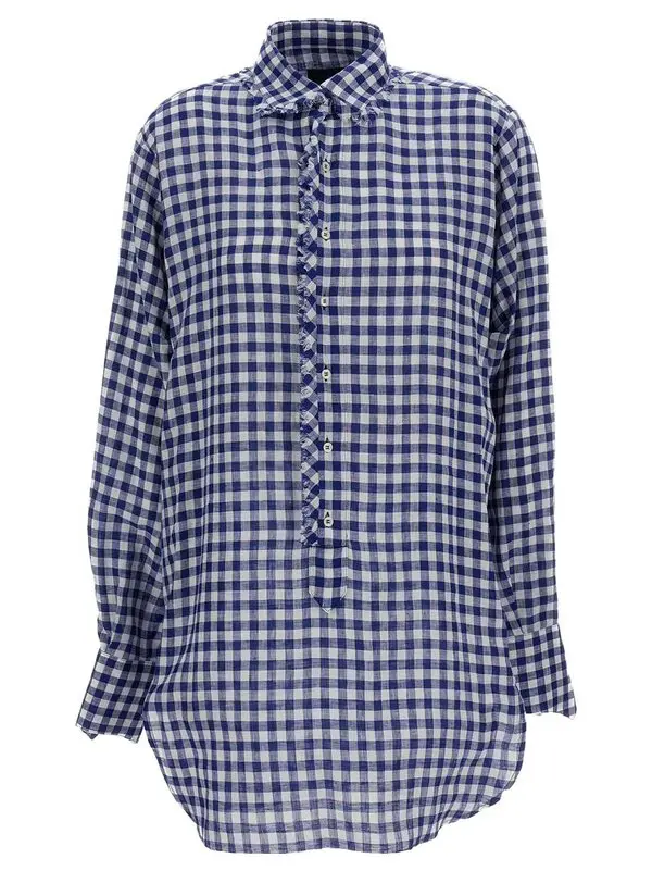 MAISON JEJIA Linen Vichy Shirt Dress - Blue