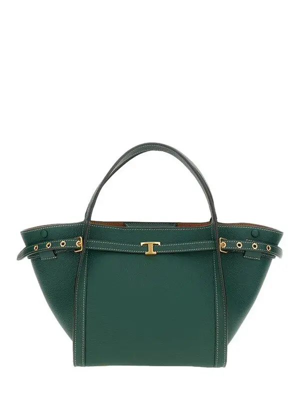 TOD'S Small T Timeless Leather Shopping Bag - Green
