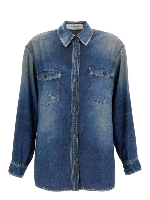 GOLDEN GOOSE Patty Oversized Shirt - Blue