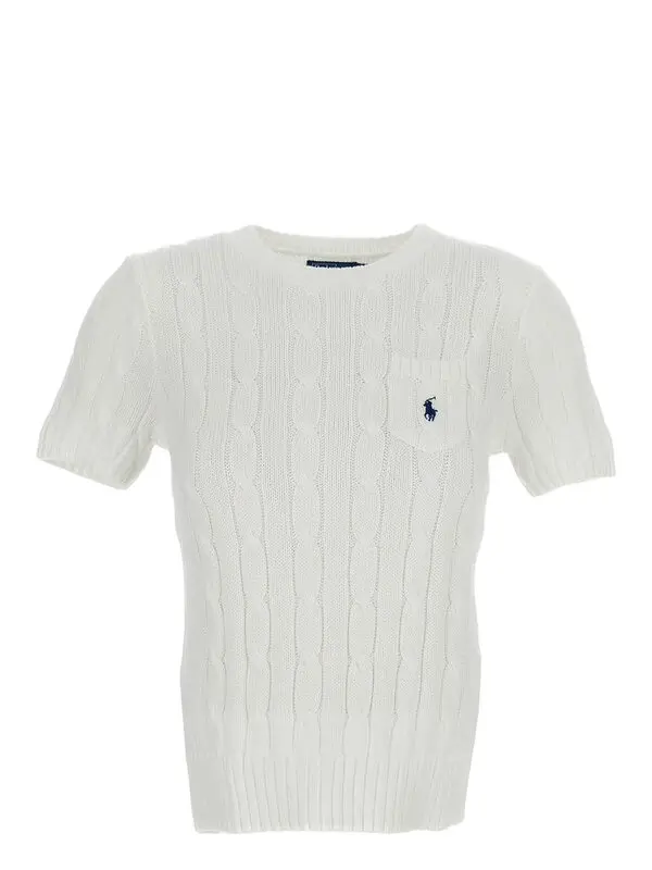 Polo Ralph Lauren Short-sleeve Cable Knit Cotton Sweater - White