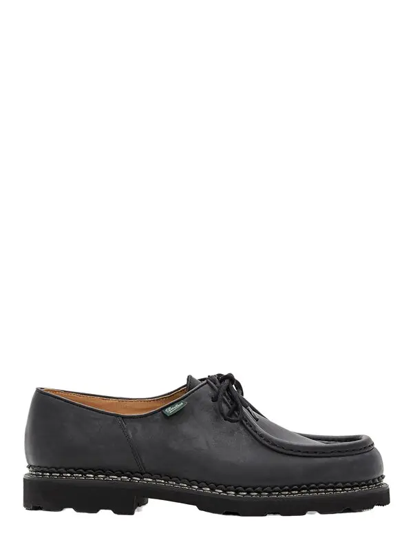 Paraboot Leather Derby With Piped Stitching - Black