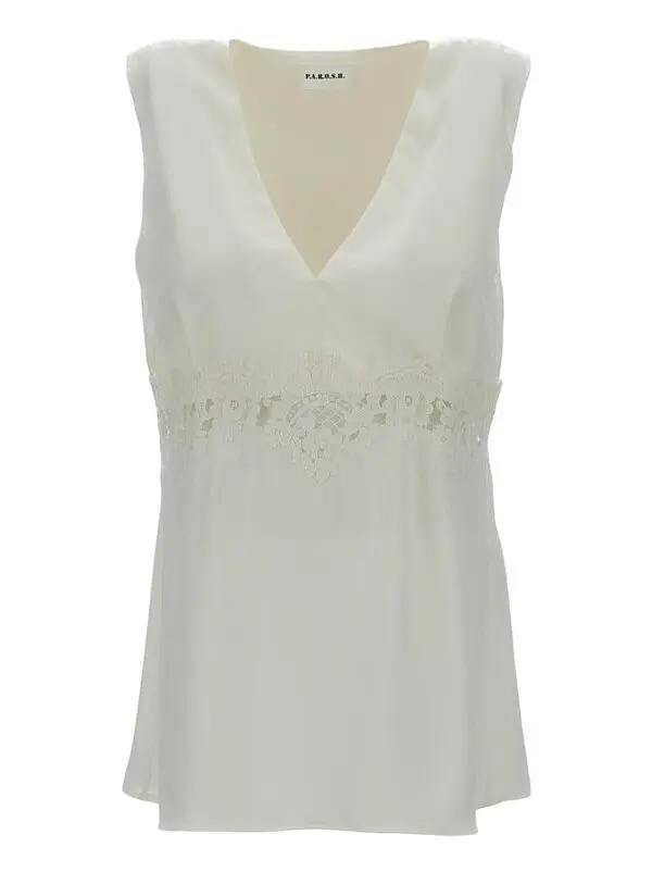 PAROSH Sleeveless Top - White