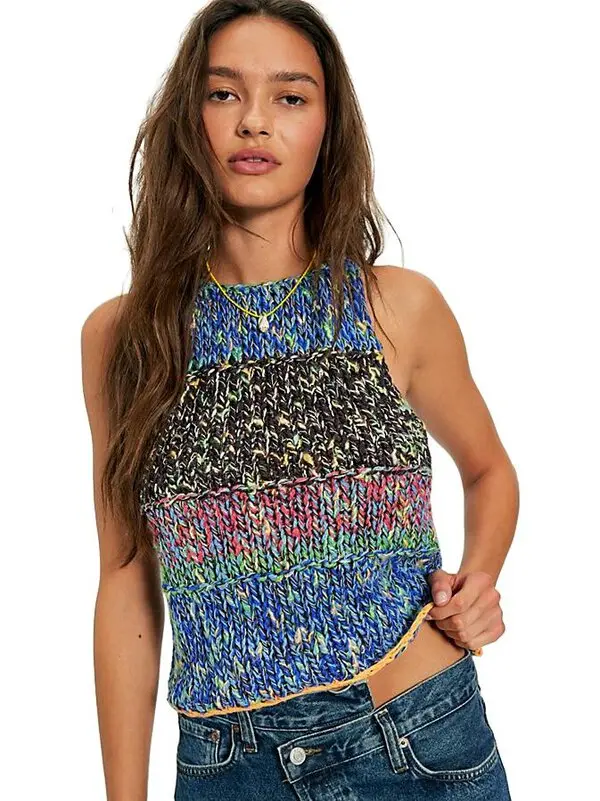 Free People Flea Market Knit Tank - Camp Crush Combo