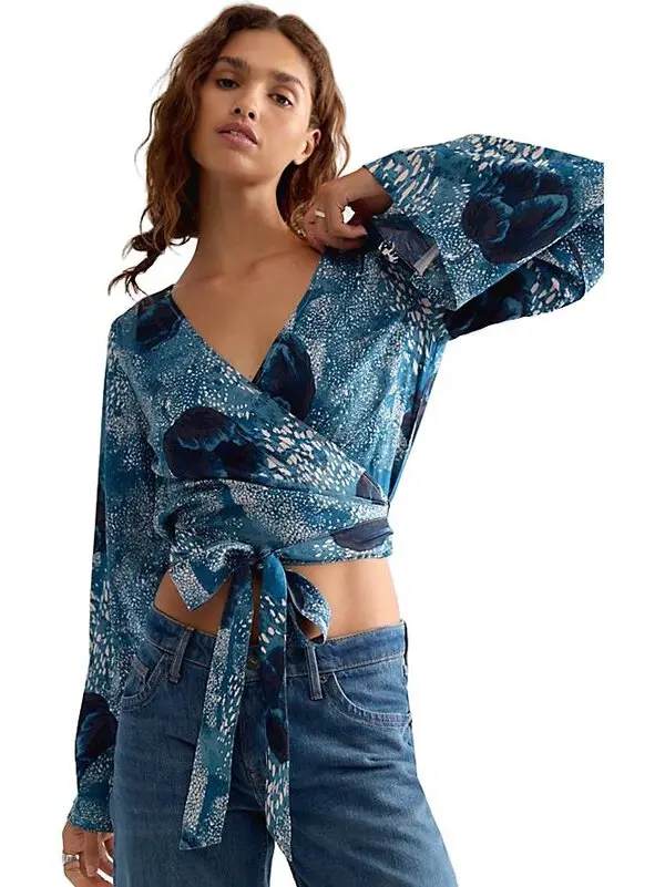 Free People Roxie Wrap Top - Chambray Combo