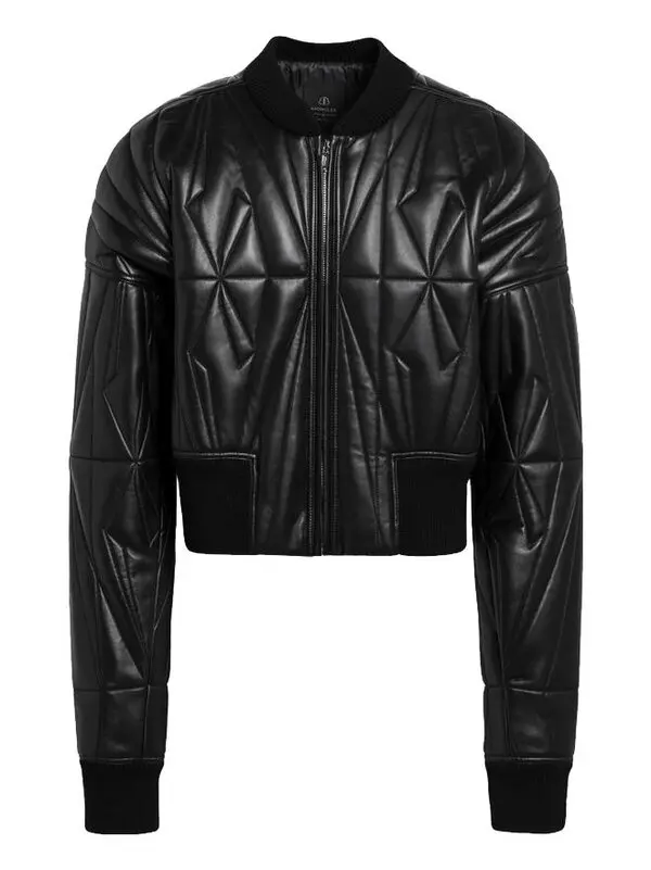 MONCLER + RICK OWENS Faux Leather Bomber Jacket - Black
