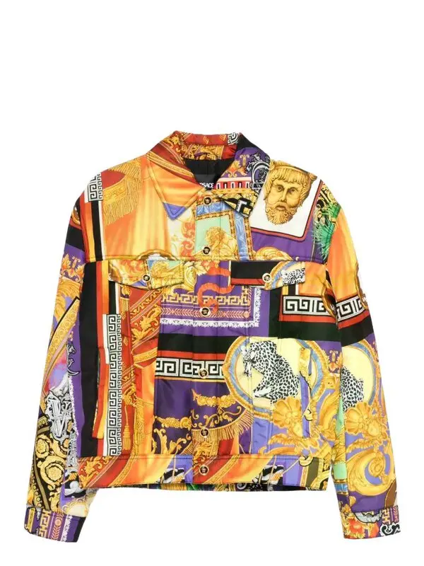 Versace Patchwork Print Nylon Padded Jacket - Orange