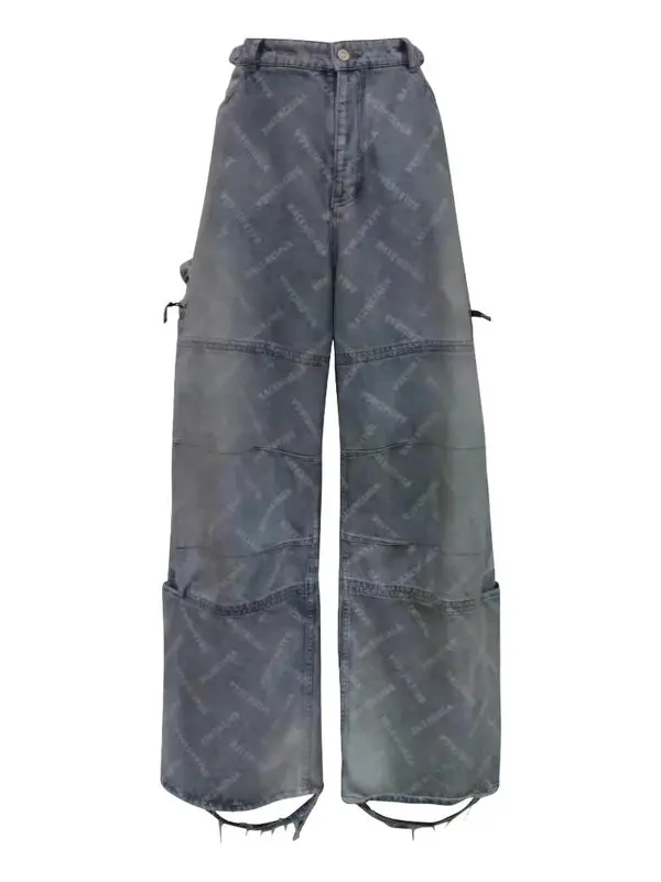 Balenciaga Distressed Wide-leg Trousers - Blue