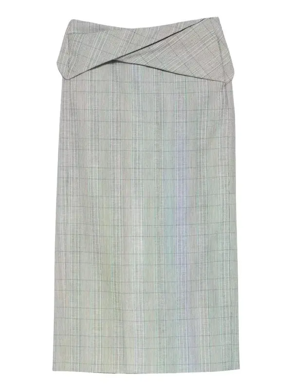 Victoria Beckham Checked Wrap-effect Skirt - Grey