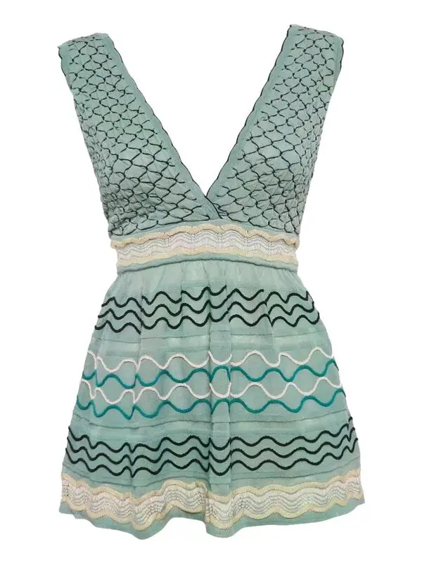 Missoni Knitted V-neck Top - Blue