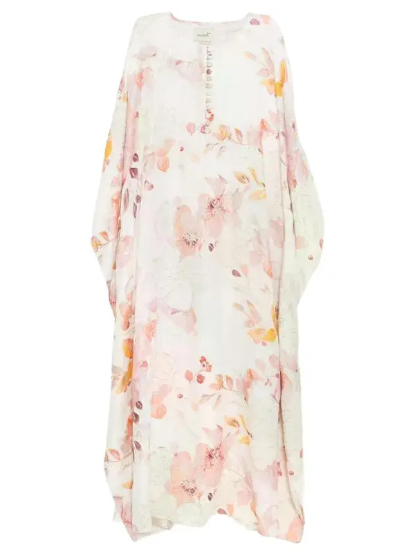BAMBAH Floral Print Kaftan - Neutrals