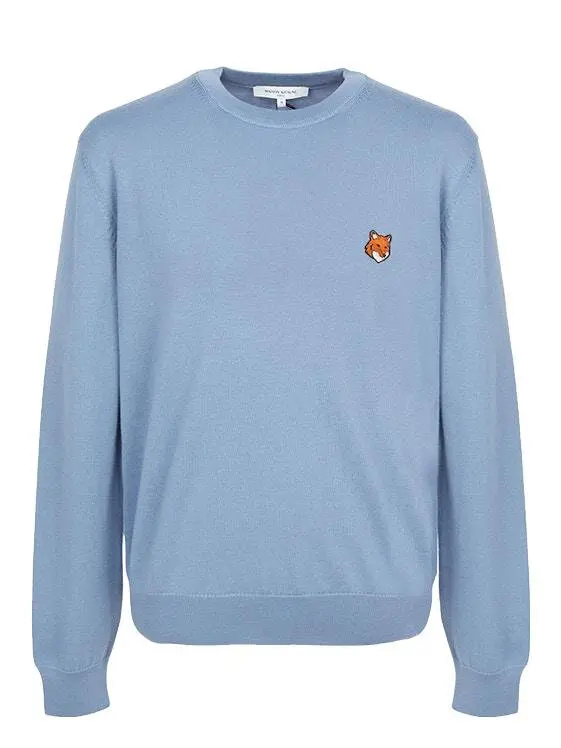 Maison Kitsuné Fox Head Knitwear Sweater - Sky Blue