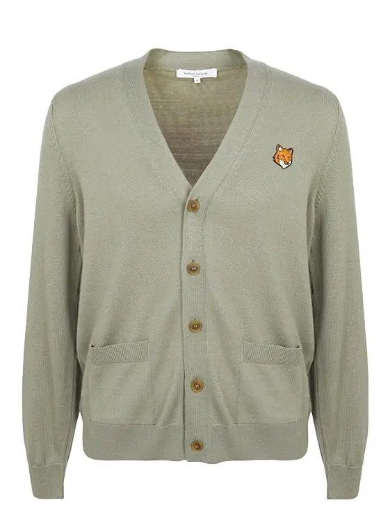 Maison Kitsuné Fox Head Cardigan - Khaki