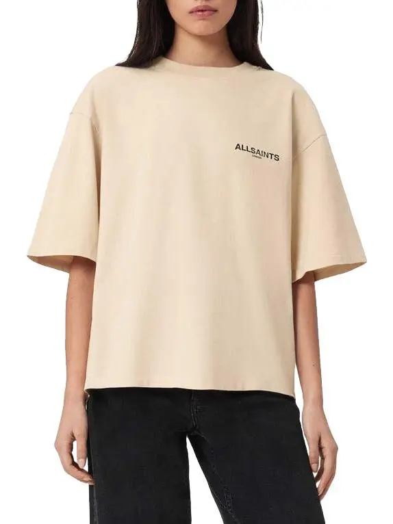 ALLSAINTS Halis Amelie Oversize Graphic T-shirt - Sandy White