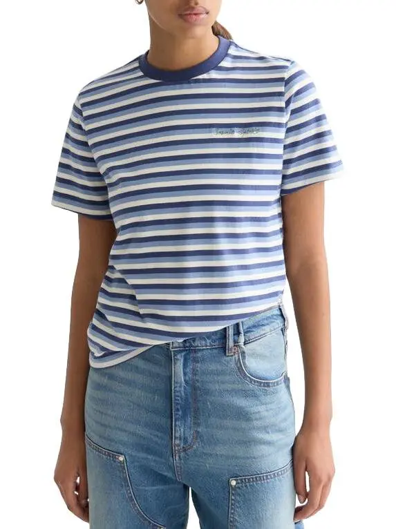 Scotch & Soda Stripe Cotton Ringer T-shirt - Oceana Stripes