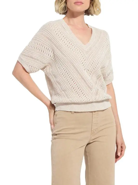 Lyssé Francesca Pointelle Cotton-linen Sweater - Ecru/khaki