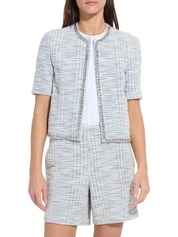 Lyssé Lily Short Sleeve Tweed Jacket - Azzurro Tweed