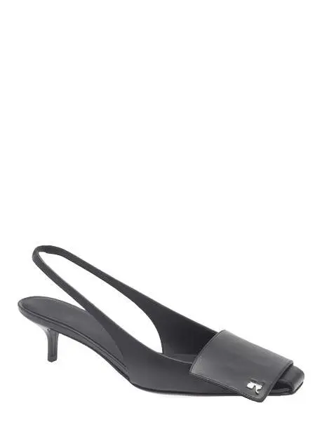 COURREGES Fold Kitten Heel Slingback Pump - Black