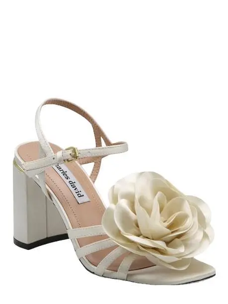 CHARLES DAVID Ankle Strap Sandal - Ivory Satin