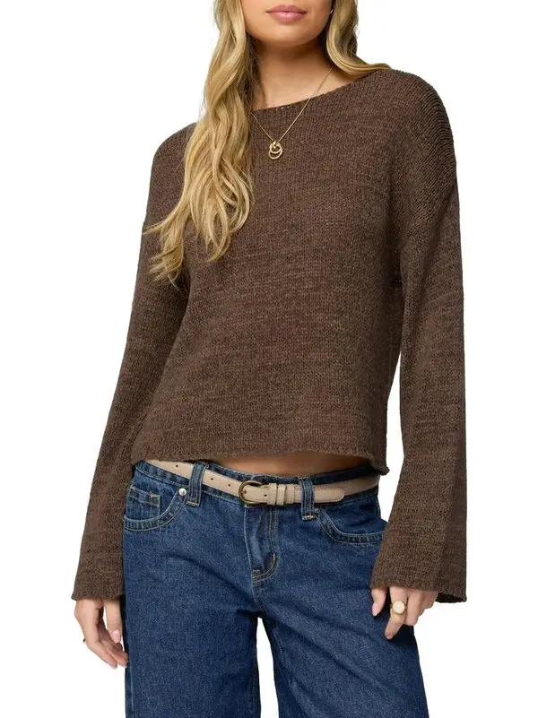 EDIKTED Relaxed Lightweight Sweater - Brown