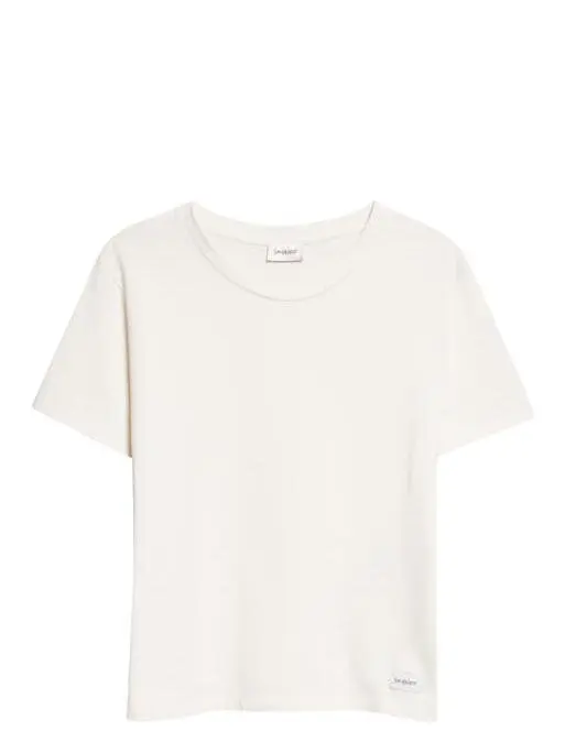 Saint Laurent Classic Logo Patch Cotton & Modal T-shirt - Naturel