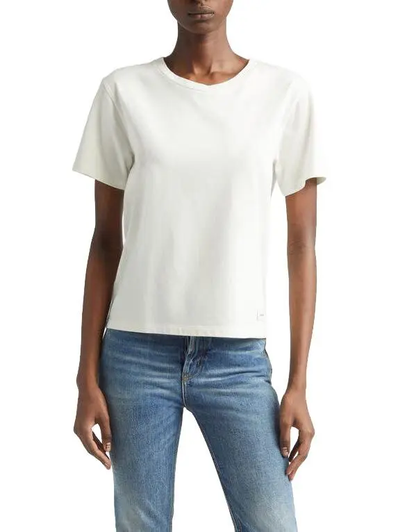 Saint Laurent Classic Logo Patch Cotton & Modal T-shirt - Naturel