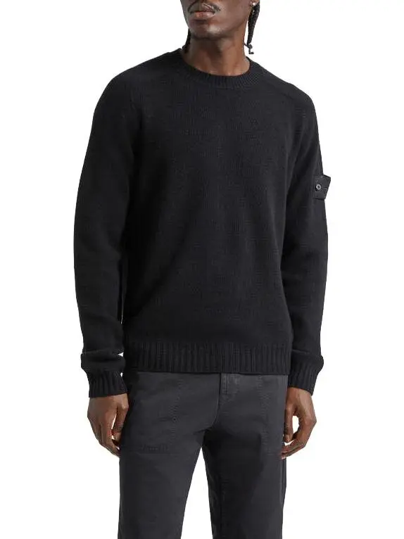 Stone Island Compass Patch Cashmere Crewneck Sweater - Black