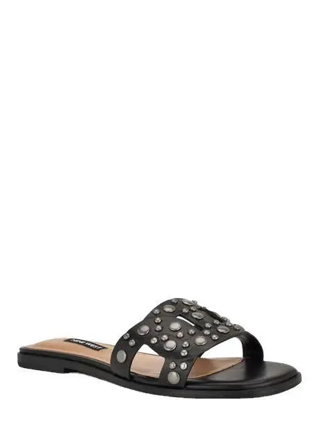 Nine West Gomaz Studded Slide Sandals - Black