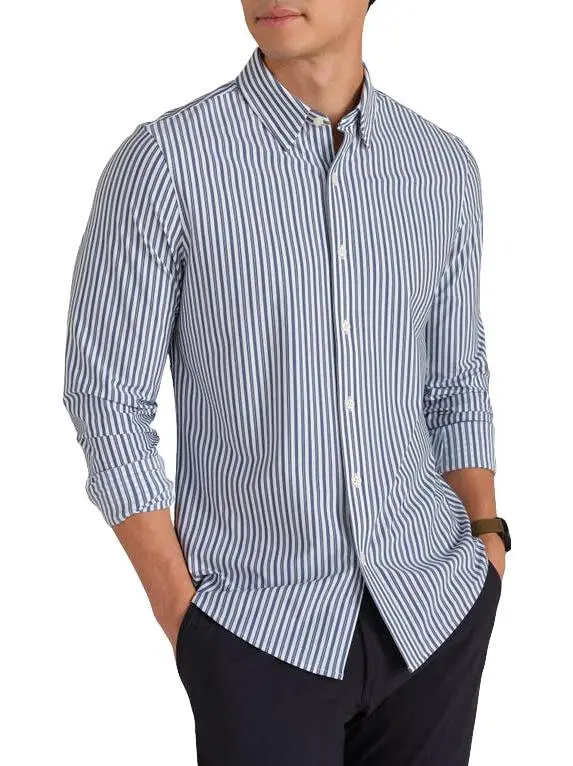 RHONE Commuter Slim Fit Stripe Performance Button-up Shirt - Navy/white Vintage Stripe