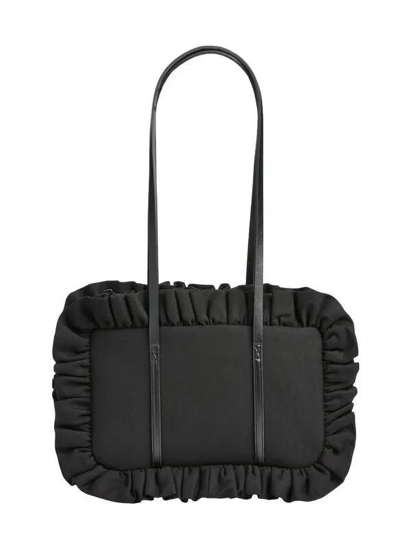 BAGGY LONDON Ruffle Twill Bowler Bag - Black