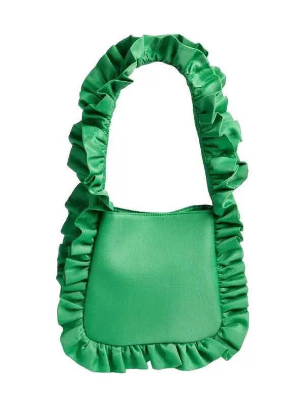 BAGGY LONDON Ruffle Twill Tote - Jade Green