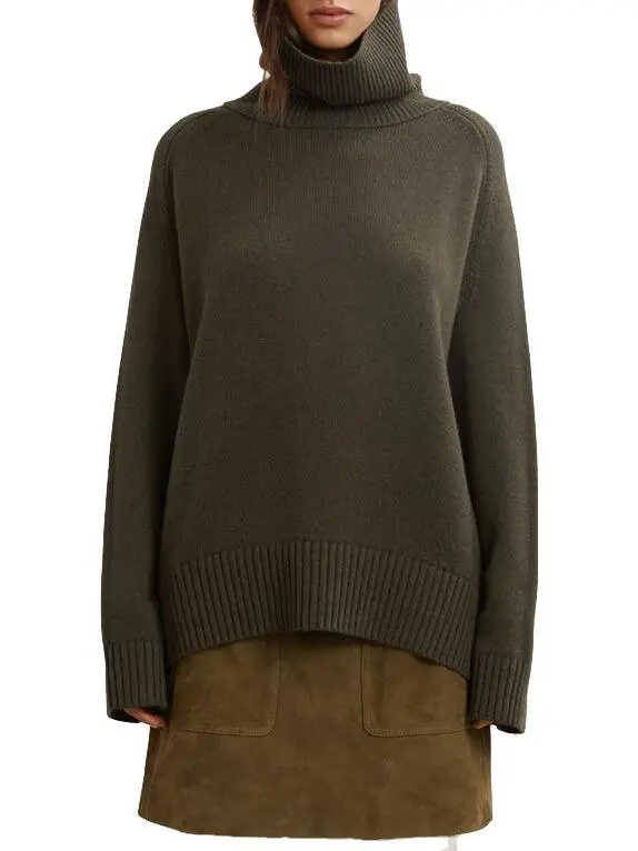 REISS Wool And Cashmere Turtleneck Sweater - Khaki Green